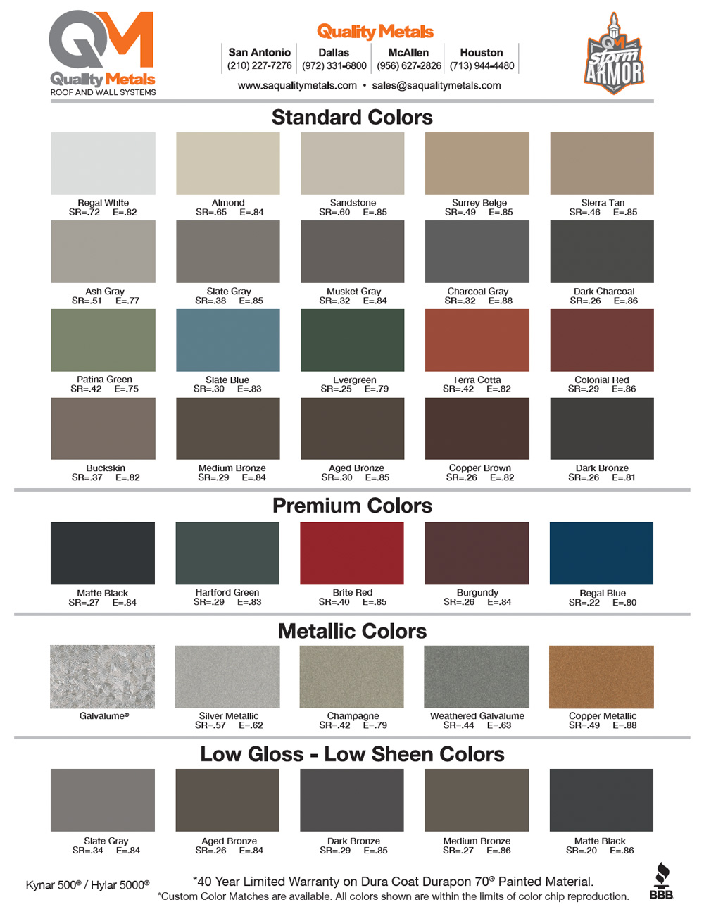 Colors - Metal Roofing, Siding, Coils & Trim by Quality Metals
